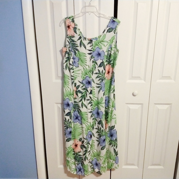 Koret | Dresses | Koret Tropical Hibiscus Button Front Midi Dress M ...